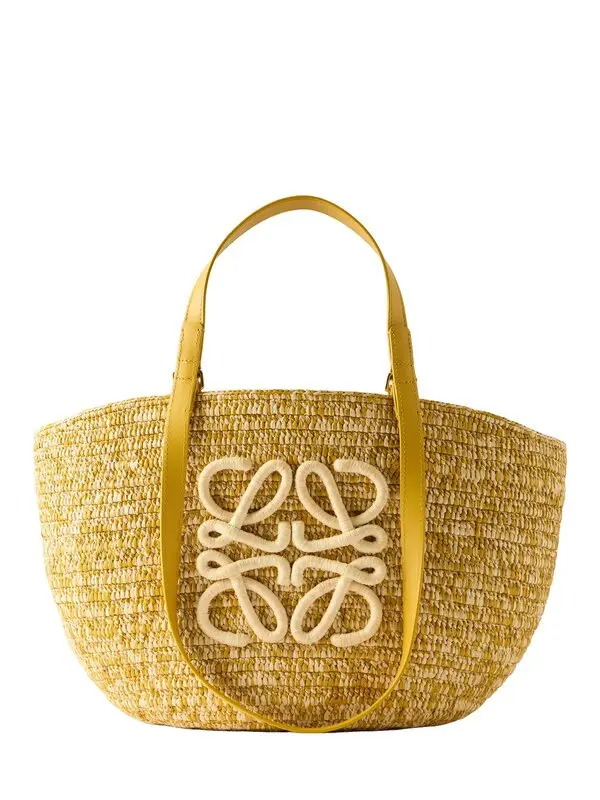 Loewe Eclipse Basket Medium Raffia Tote - Yellow