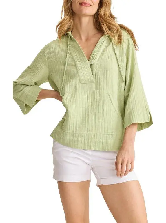 Tommy Bahama Gauze Cotton Hooded Pullover - Light Rosemary