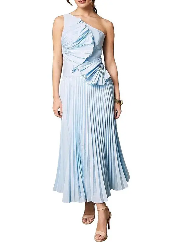 Coast Pleat Fan Bandeau Dress - Pale Blue