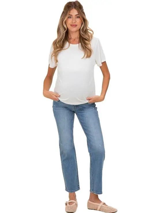 PINKBLUSH Maternity Slim Straight Leg Jeans - Blue