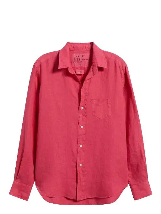 Frank & Eileen Relaxed Fit Linen Button-up Shirt - Raspberry