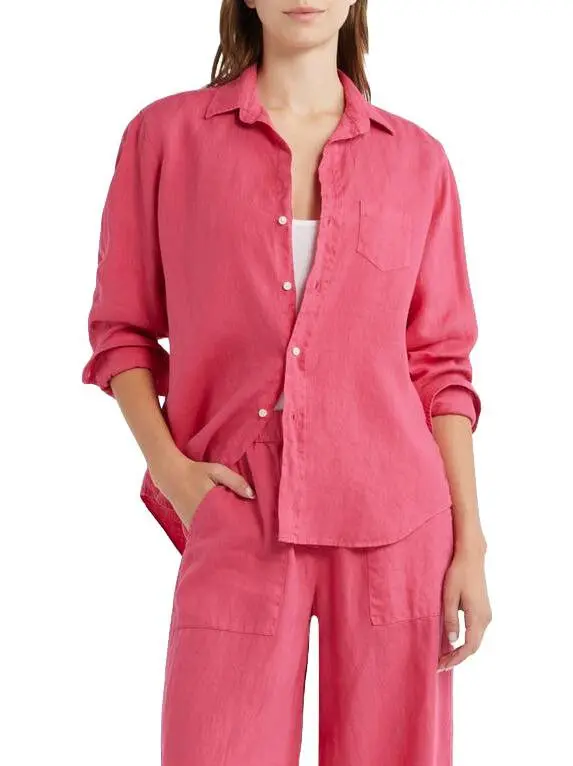 Frank & Eileen Relaxed Fit Linen Button-up Shirt - Raspberry