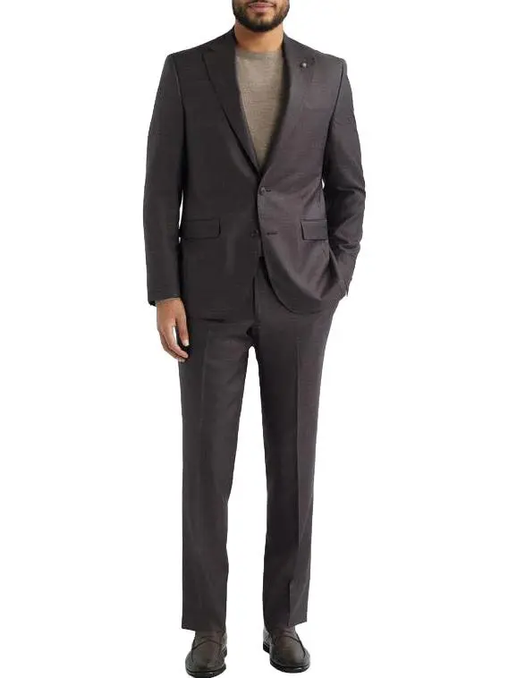JACK VICTOR Esprit Contemporary Fit Mélange Super 130s Wool Suit - Brown