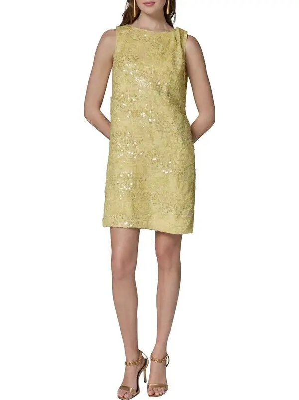 Donna Karan New York Sequin Embellished Shift Dress - Citrus/cle