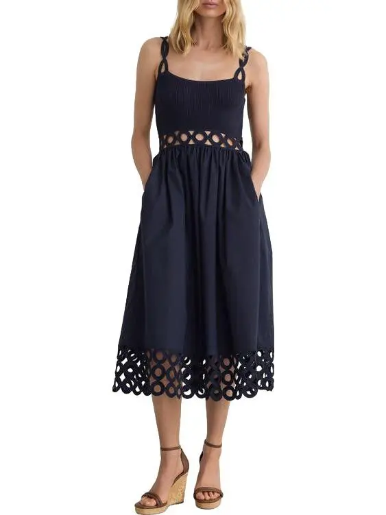 REISS Rita Cutout Sleeveless Midi Dress - Navy