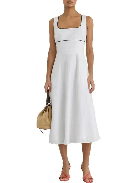 REISS Sleeveless Square Neck Maxi Dress - Ivory