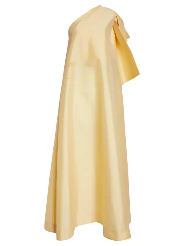 Bernadette Winnette Bow Detail One-shoulder Satin Dress - Soft Yellow