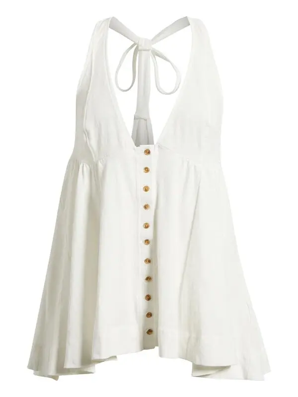 Free People Valerie Halter Neck Tunic Top - Clean Ivory