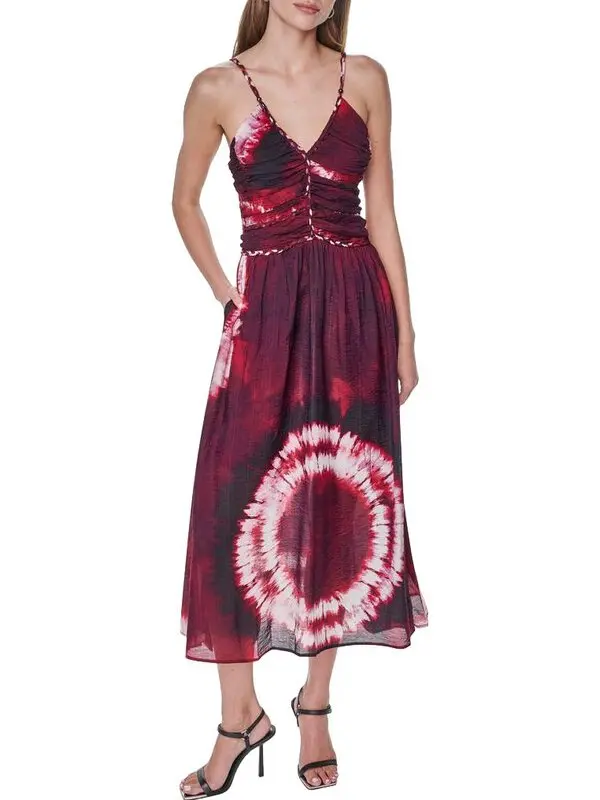 Dkny Braided Print Voile Midi Dress - Firework Tiedye