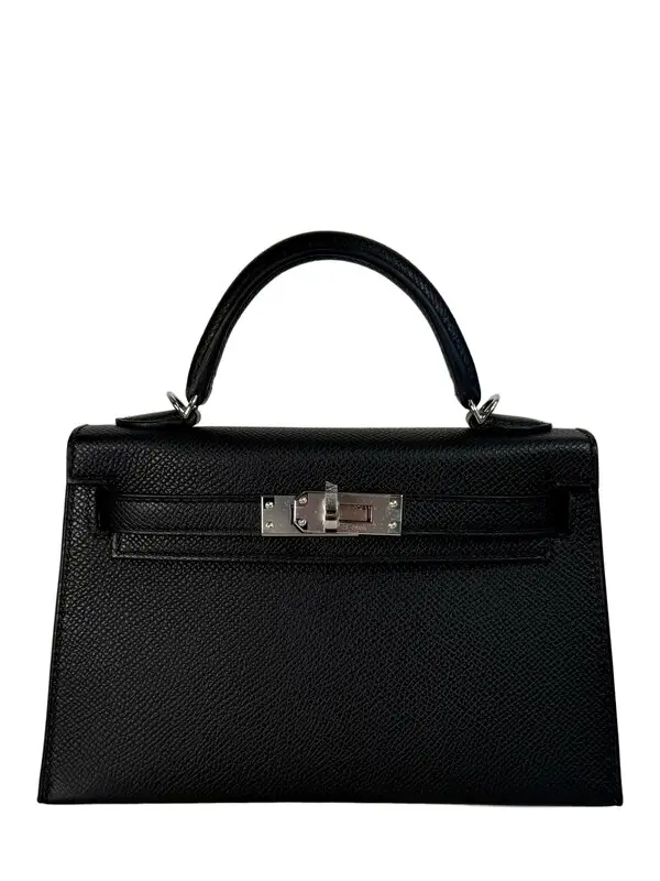 Hermès Epsom Leather Handbag With Palladium Hardware - Black