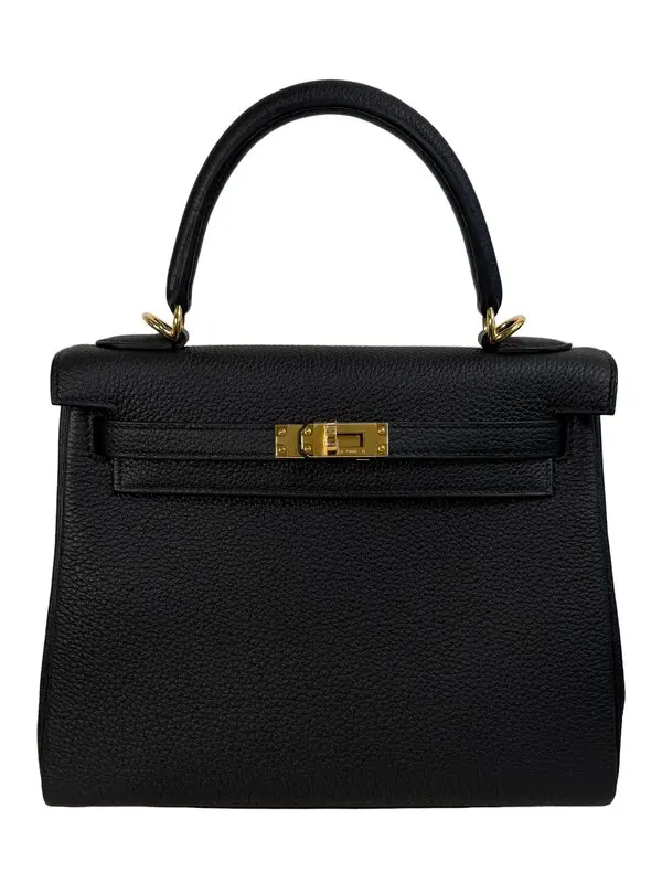 Hermès Kelly 25 Togo Leather Handbag - Black