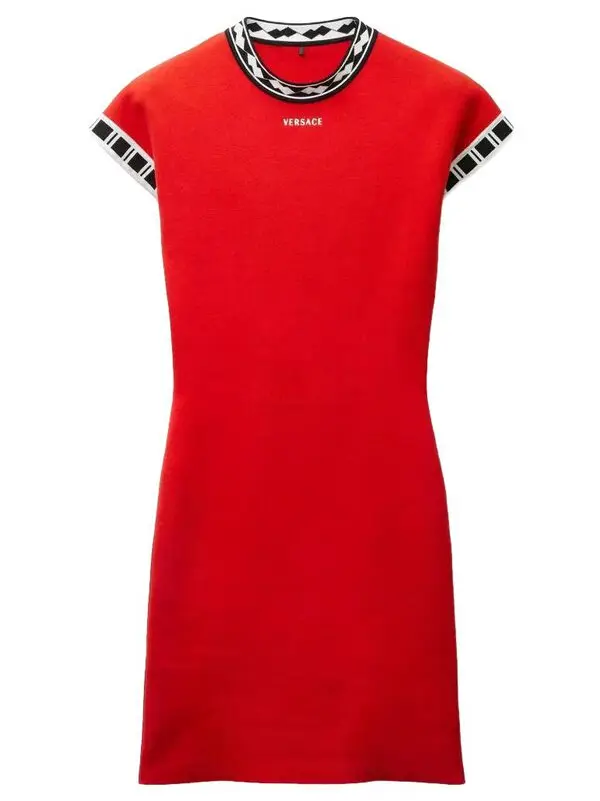 Versace Cotton Knit Mini Dress - Red