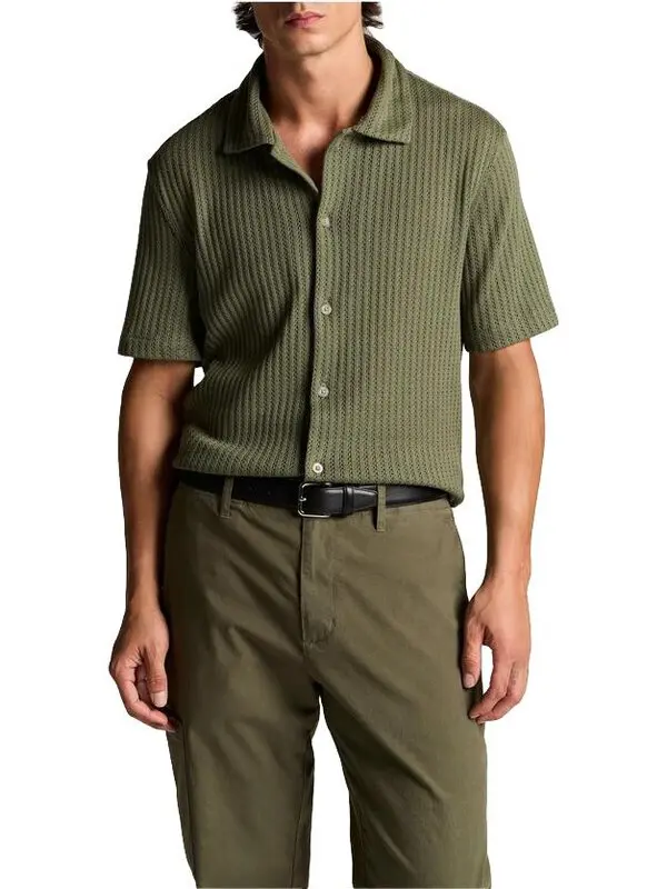 Vince Pointelle Cotton-blend Short-sleeve Shirt - Green