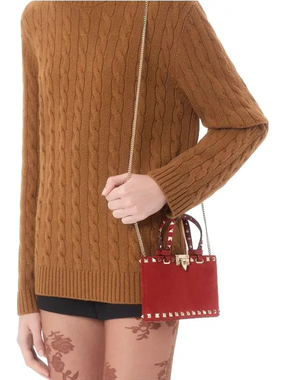 Valentino Garavani Rockstud Suede Shopping Bag - Red