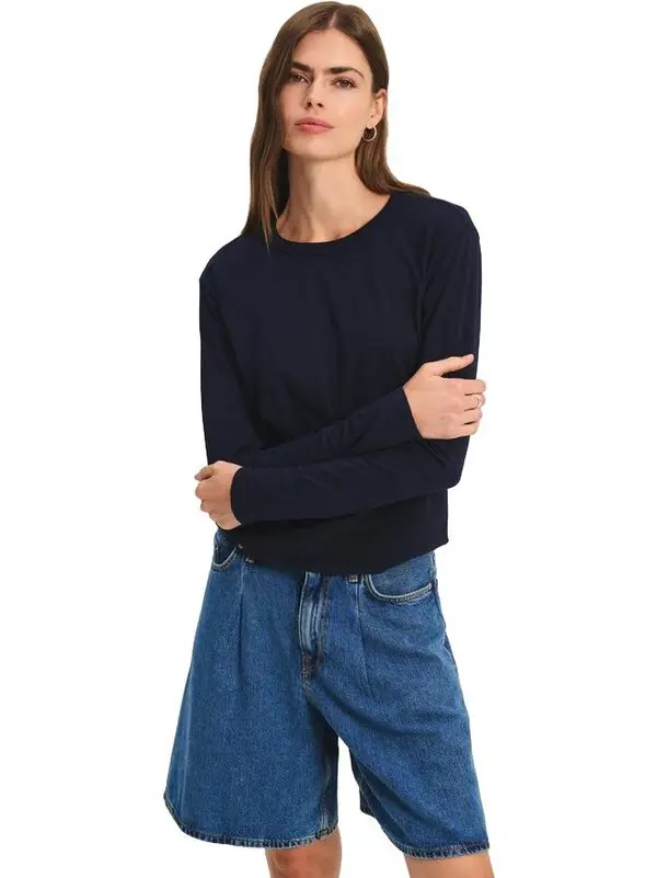 Velvet By Graham & Spencer Scout Long Sleeve Cotton Jersey Tee - Black
