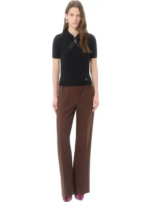 Valentino Garavani Knit Top With Polka Dot Scarf - Black