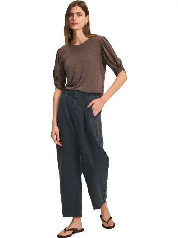 Velvet By Graham & Spencer Taylor Heavy Linen Pant - Black