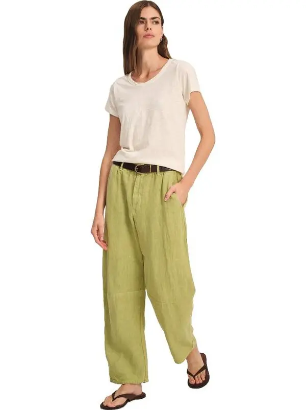 Velvet By Graham & Spencer Taylor Heavy Linen Pant - Green