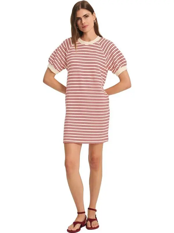 Velvet By Graham & Spencer Darcie Striped Terry Cotton Mini Dress - Red