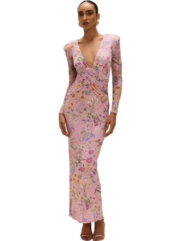 PatBO Heather Plunge Maxi Dress - Pink