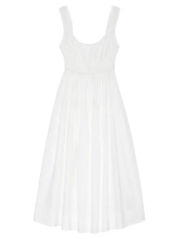 DÔEN Dress Clover Organic Cotton Poplin Midi Dress - White