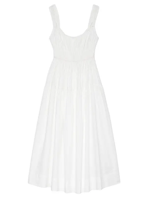 DÔEN Dress Clover Organic Cotton Poplin Midi Dress - White