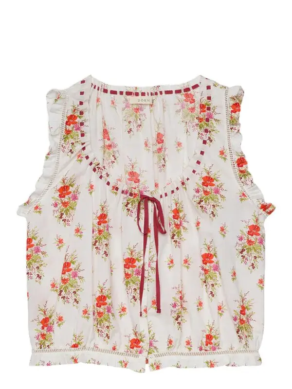 DÔEN Traveler Floral Eyelet Cotton Poplin Top - Multicolor