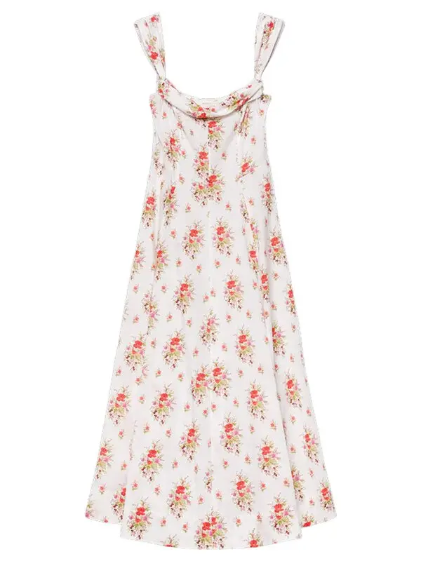 DÔEN Clea Midi Dress Floral Print Cotton Voile - Multicolor