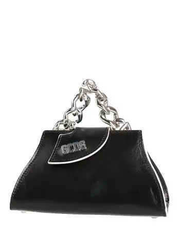 Gcds Leather Mini Bag With Chain Top Handle - Black