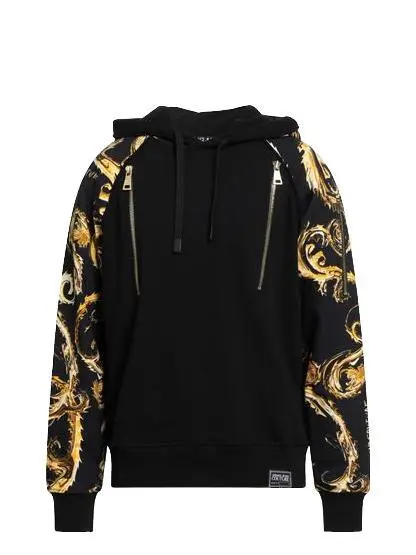 Versace Hooded Sweatshirt With Signature Print - Black