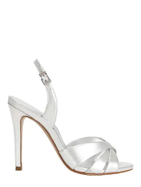 Schutz Keefa Sling Buckle Sandal In Metallic - Silver