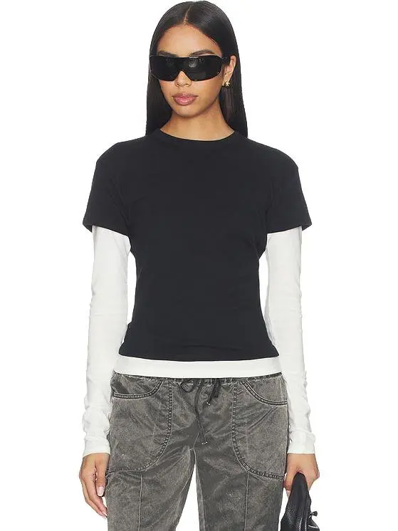 EB DENIM Rory Layered Long Sleeve Top - Black & White