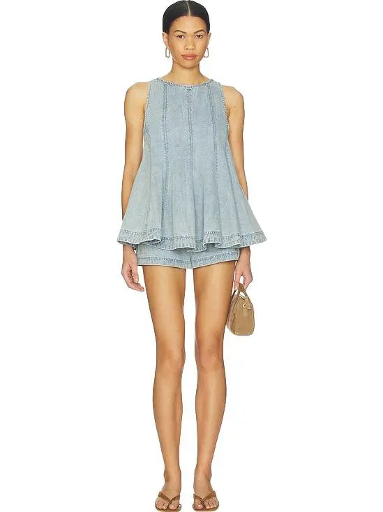 Free People Cassius Denim Set - Bleachout