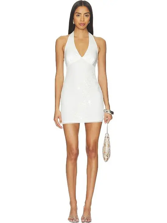 Superdown Halterneck Mini Dress With Sequin Embellishments - White