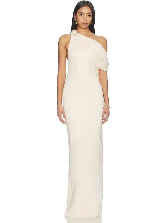 Misha Collection The Camden Dry Jersey Gown - Pearled Ivory