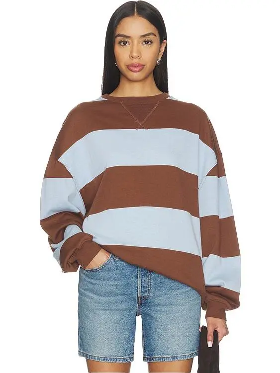 Free People Classic Stripe Crew Wide - Periwinkle Combo