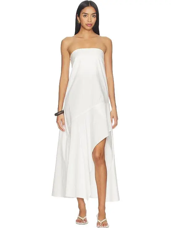 ST. AGNI Strapless Asymmetrical Dress - White