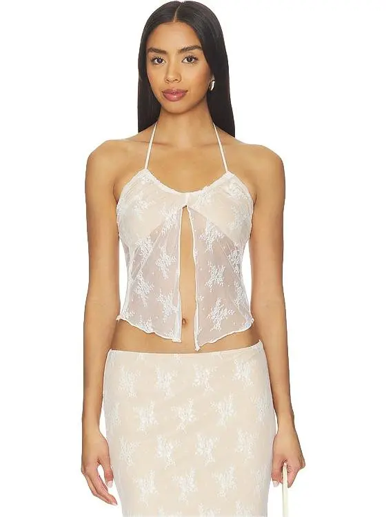 TIGER MIST Karolina Lace Halter Top - White