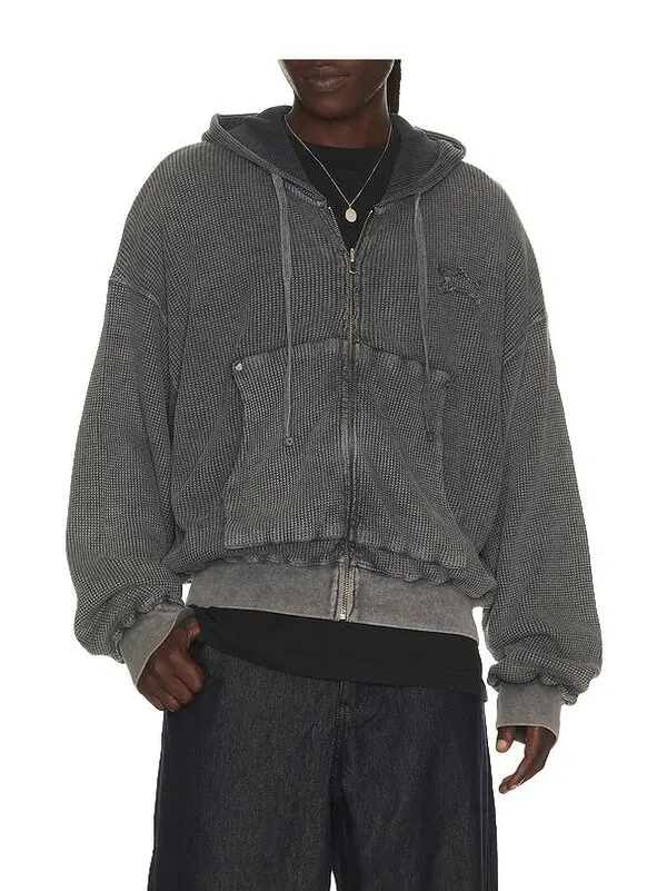 BARRIERS WORLDWIDE Star Waffle Zip Up Hoodie - Grey