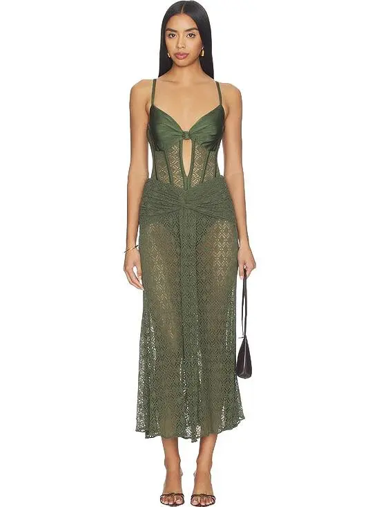 PatBO Sirena Mesh Maxi Dress - Green