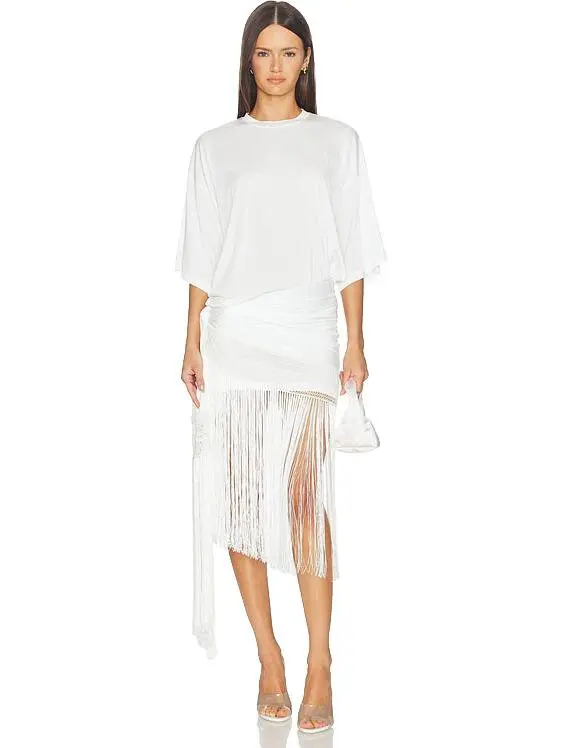 Andamane Fringed T-shirt Mini Dress - Off White