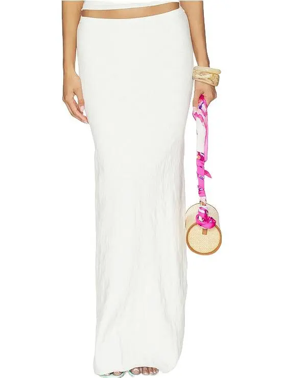 ASTA RESORT Pointelle Carolina Maxi Skirt - Salt