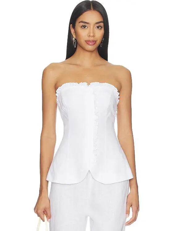 Posse Florence Strapless Top Linen Blend - Ivory