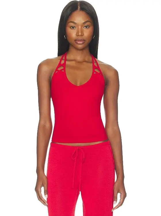 Frankies Bikinis X Jennie Nora Cotton Jersey Halter Top - Roses