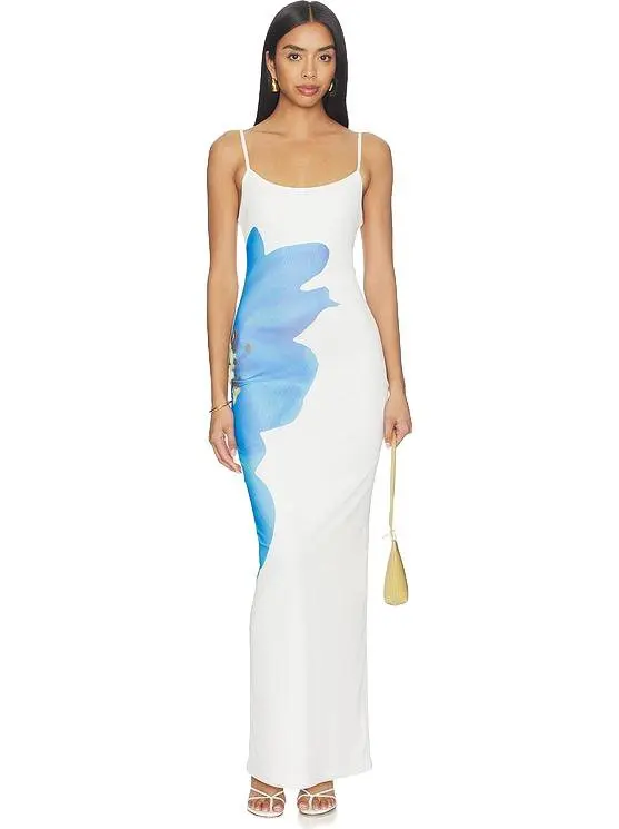 MORE TO COME Nadia Maxi Dress - White & Blue Floral