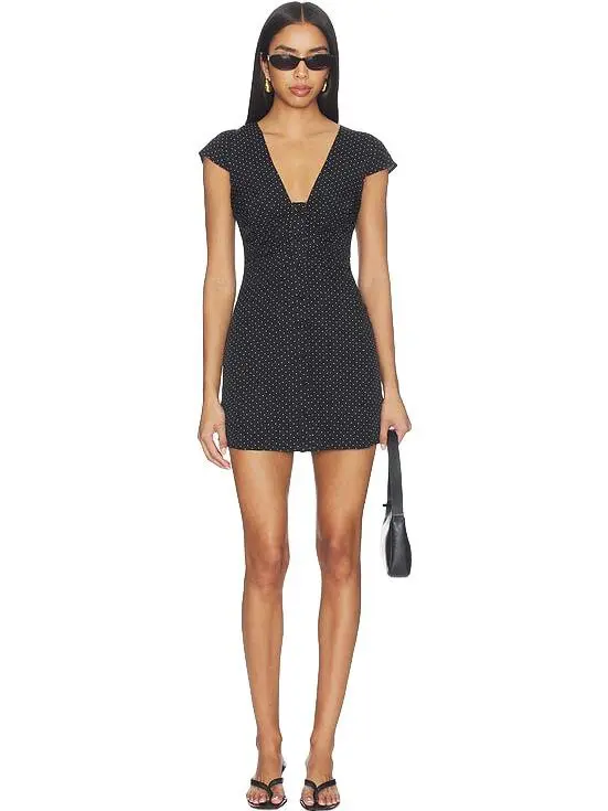MORE TO COME Noa Mini Dress - Black & White Dot