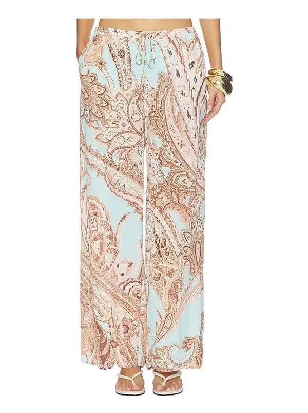 L'Agence Geraldine Printed Flowy Pants - Ice Blue Multi