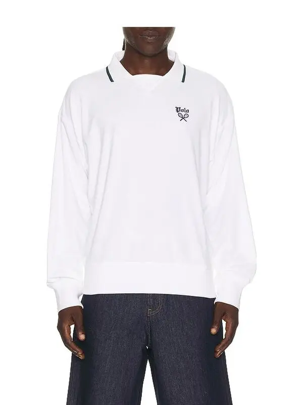 Polo Ralph Lauren Lightweight Terry Tennis Logo Polo Sweatshirt - White