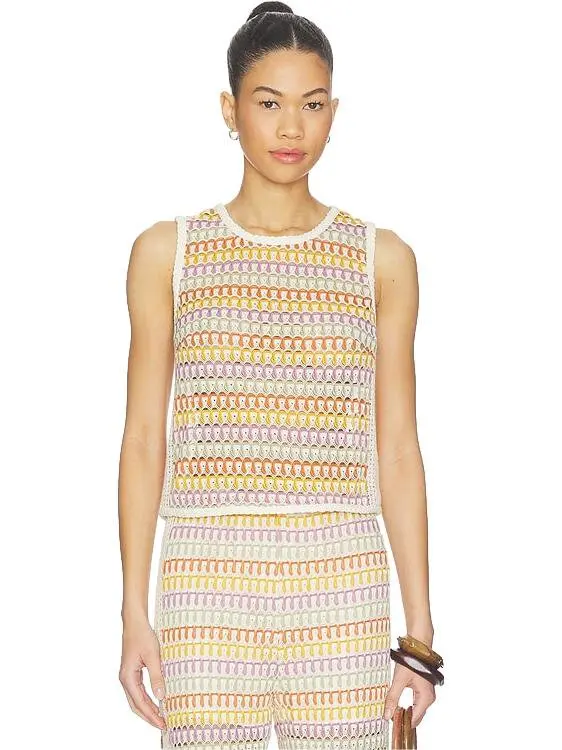 Central Park West Crochet Button Back Shell - Rainbow