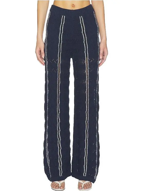 Central Park West Novelty Stitch Sweater Pants - Navy